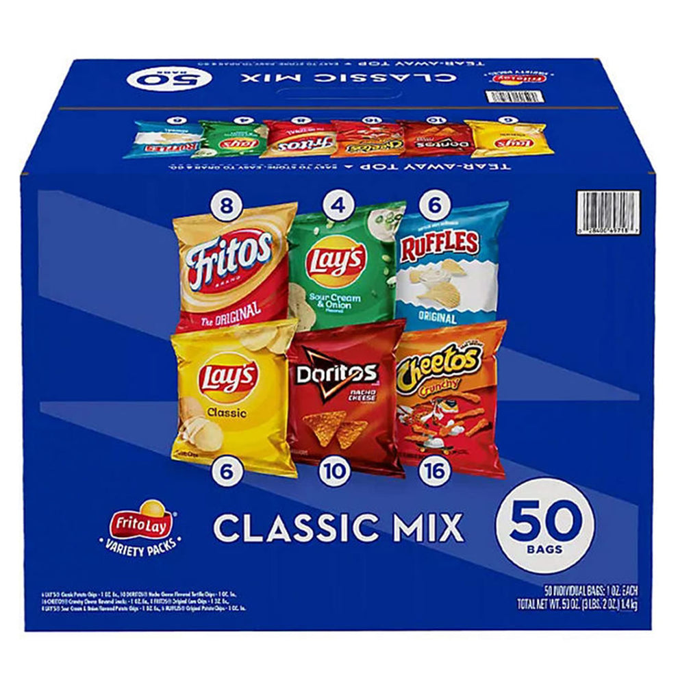 Frito Lay Classic Mix, Variety Pack of Snacks and Chips, 50 ct. – Only ...